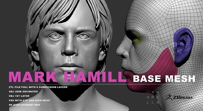 3D model Mark Hamill - Luke Skywalker 3d model basemesh VR / AR / low ...