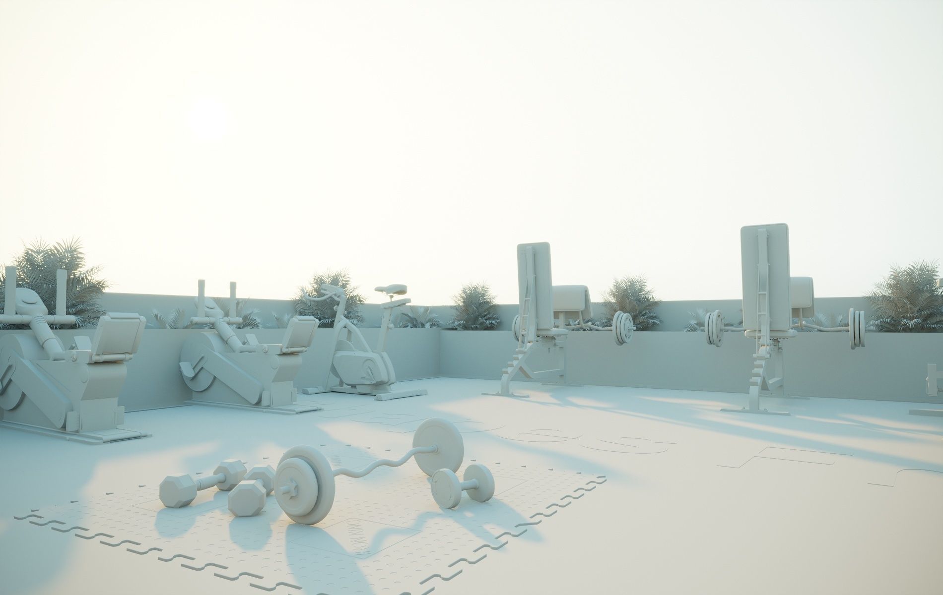 Rooftop gym 3d model 3D model | CGTrader