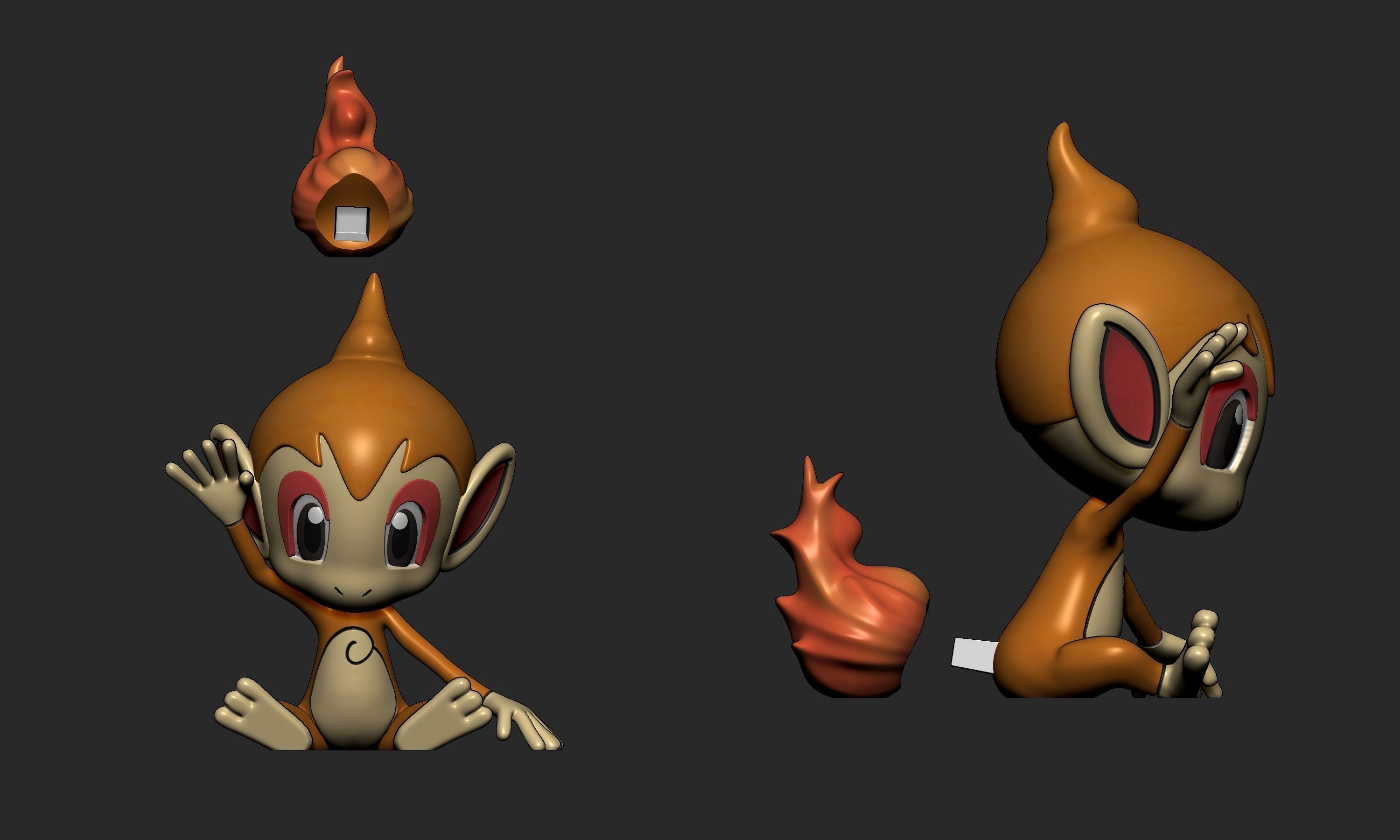 Pokemon - Chimchar with 3 poses 3D model 3D printable | CGTrader
