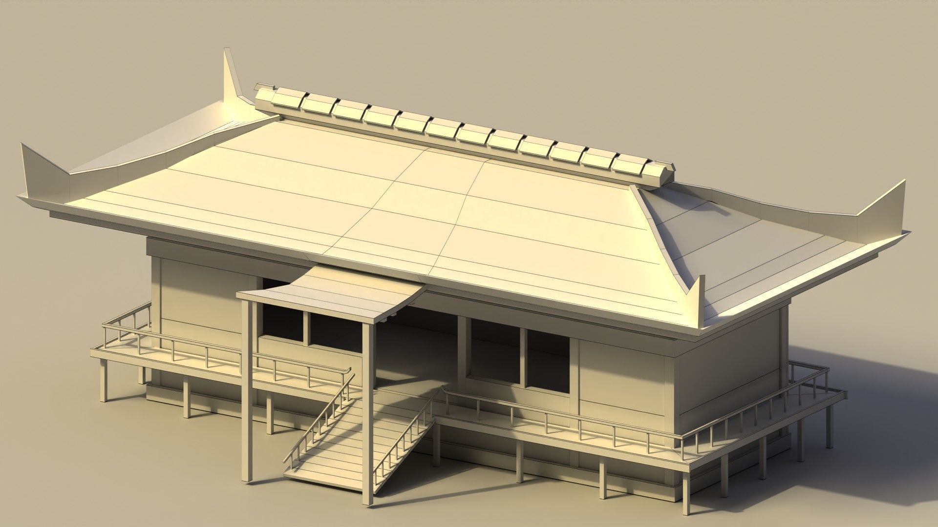 3D model Low Poly Traditional Japanese House 3 VR / AR / low-poly ...