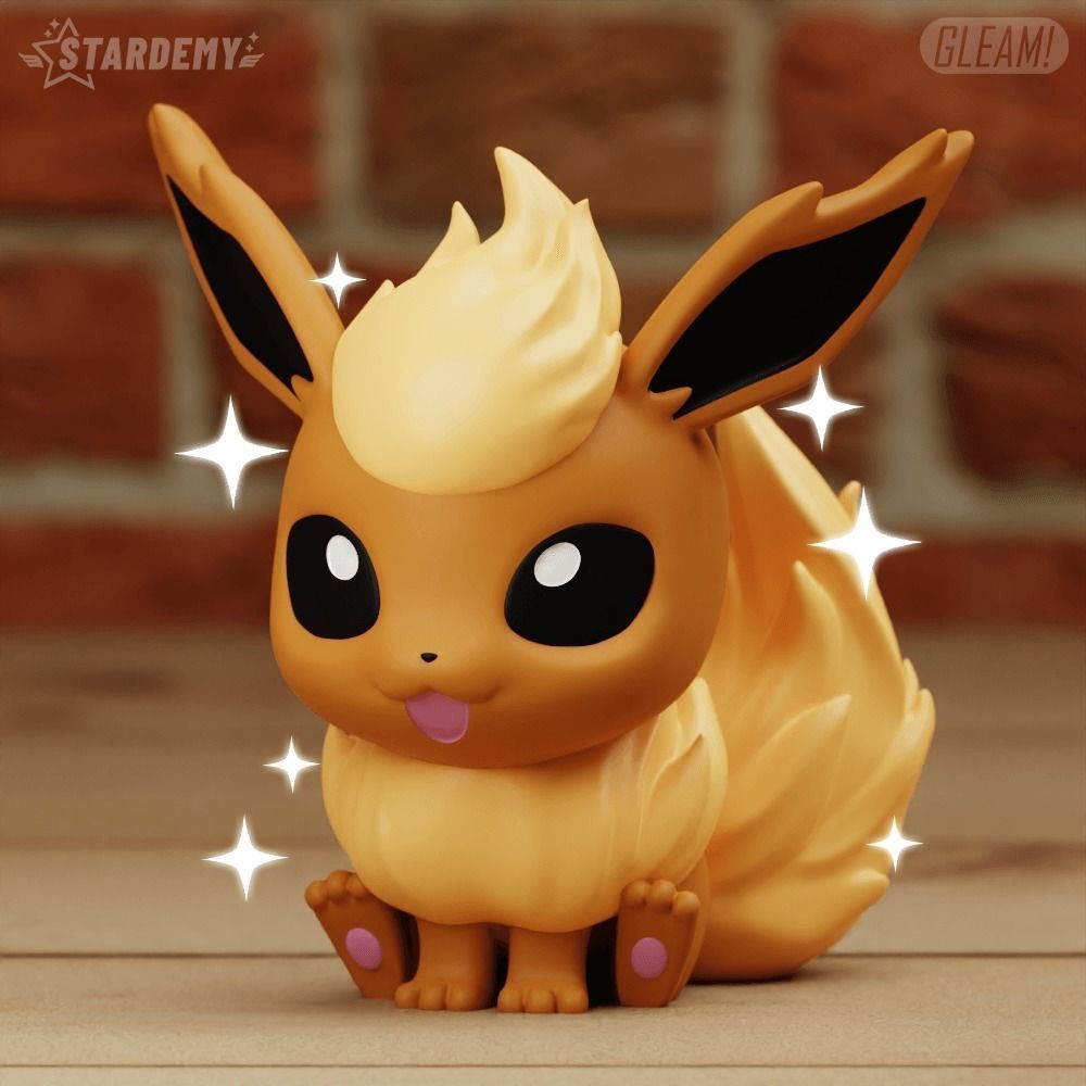 Flareon Chibi Pokemon 2 Models Easy Print no Support 3D model 3D printable | CGTrader