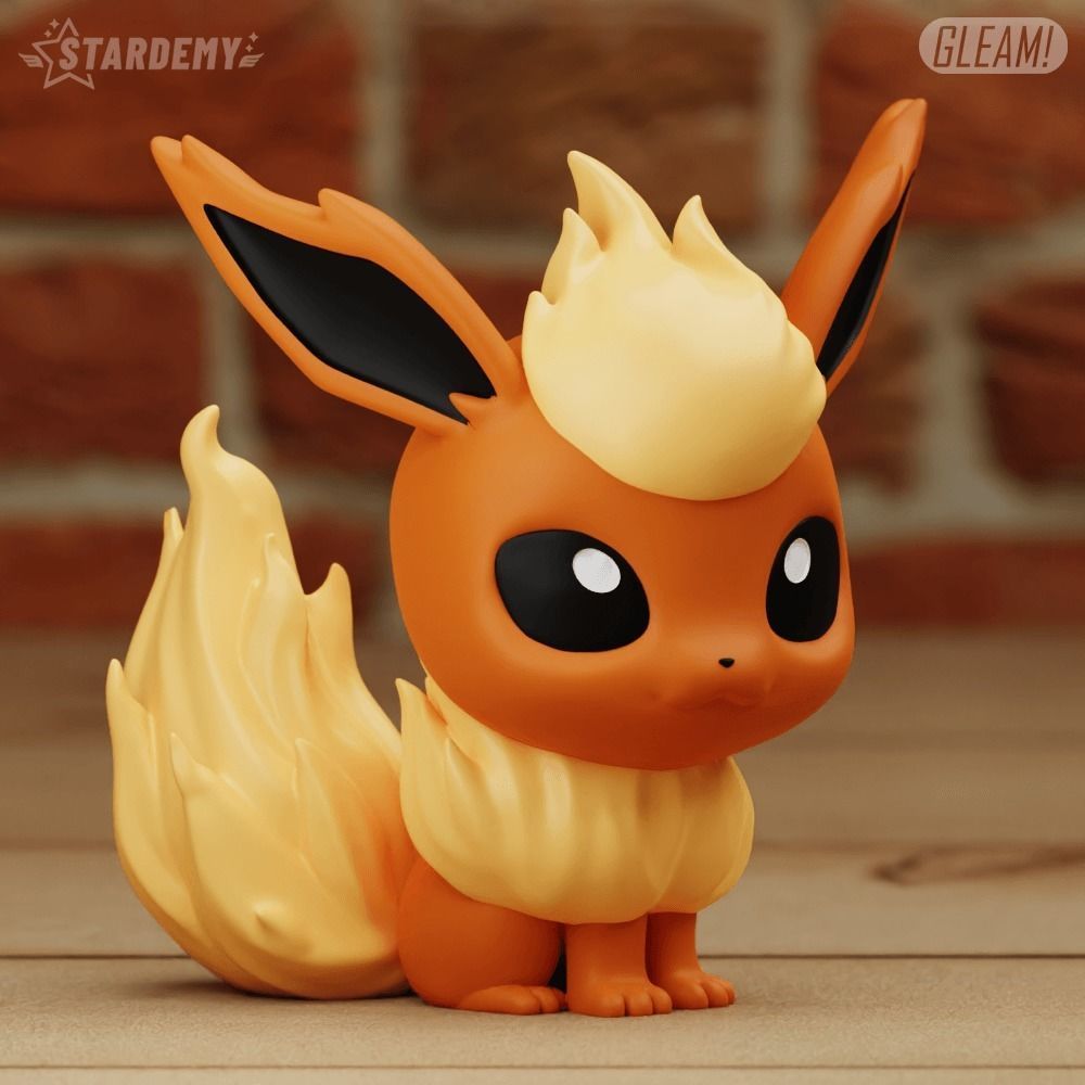 Flareon Chibi Pokemon 2 Models Easy Print no Support 3D model 3D printable | CGTrader