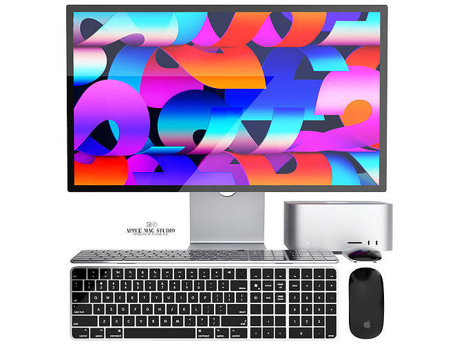 apple mac studio pc set with display 3D model | CGTrader