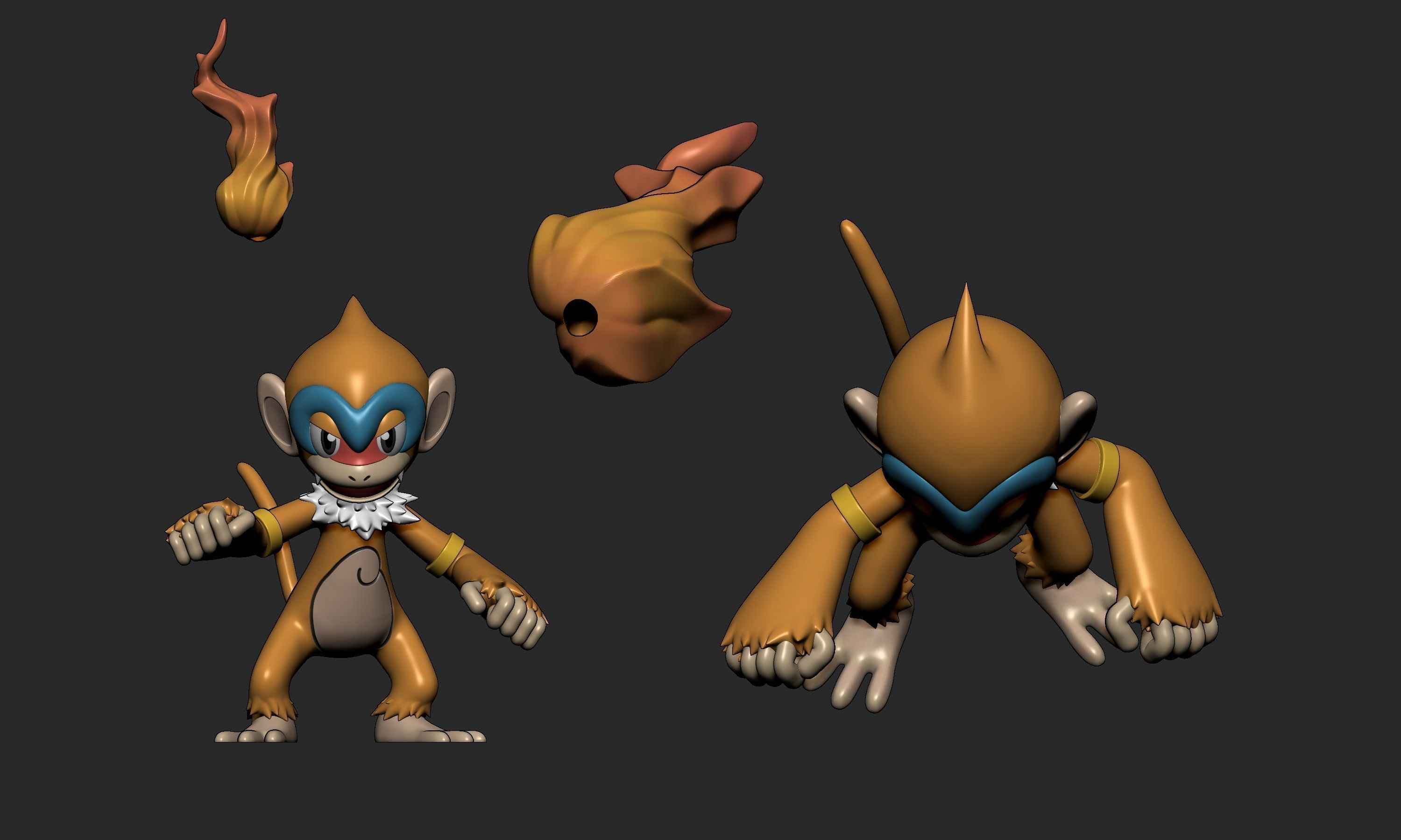 Pokemon - Monferno with 2 poses 3D model 3D printable | CGTrader