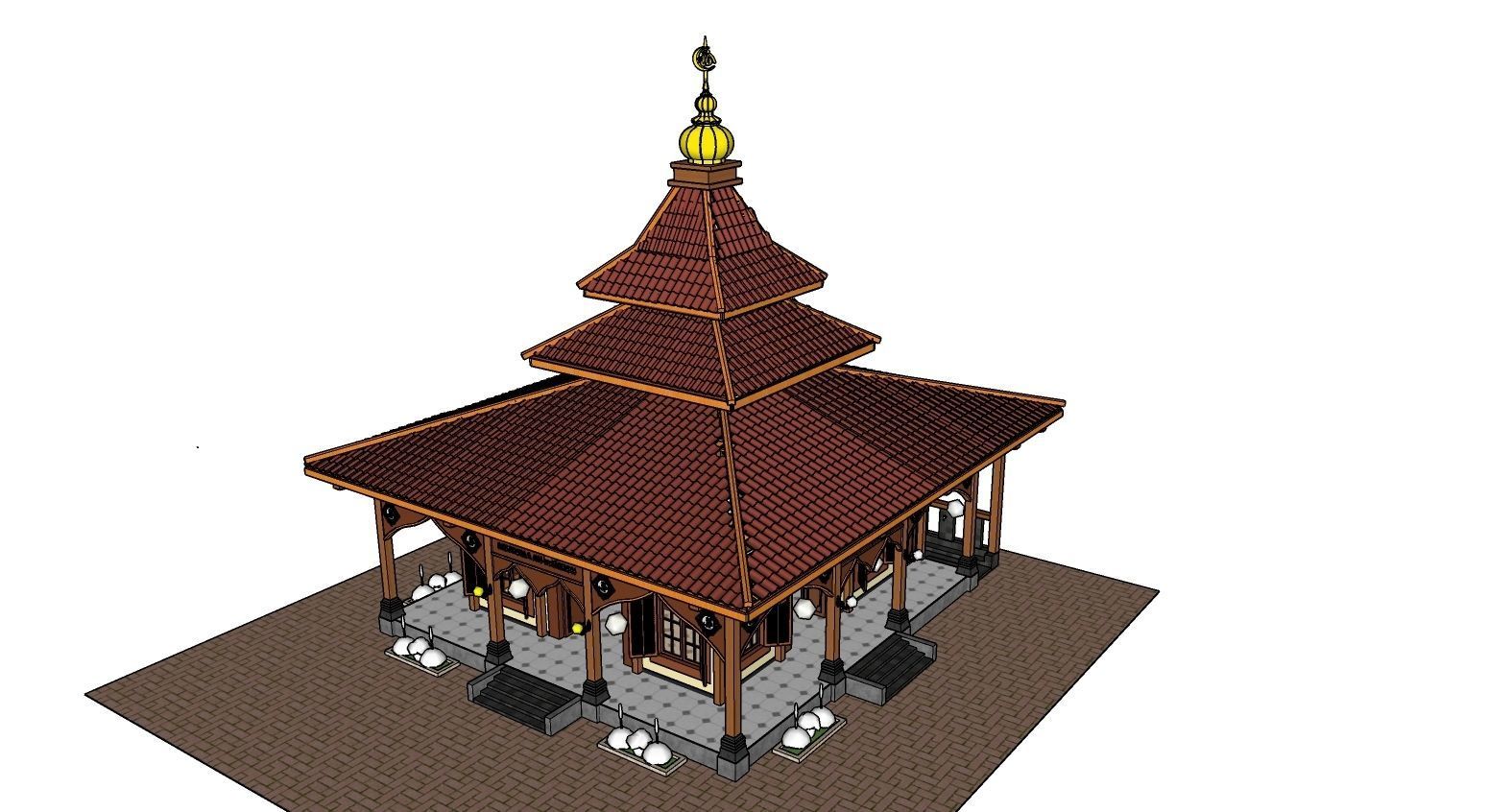 3D model Joglo Traditional Java Indonesian Mosque architecture VR / AR ...