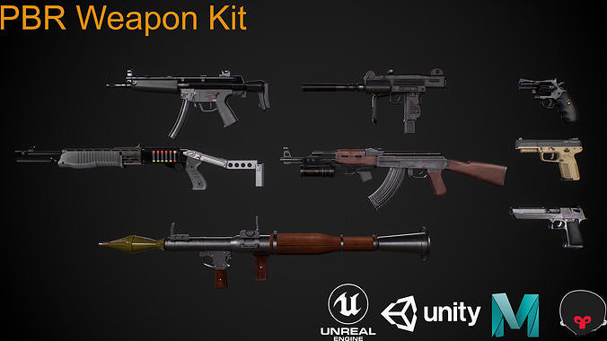 3D model PBR Weapons pack VR / AR / low-poly | CGTrader