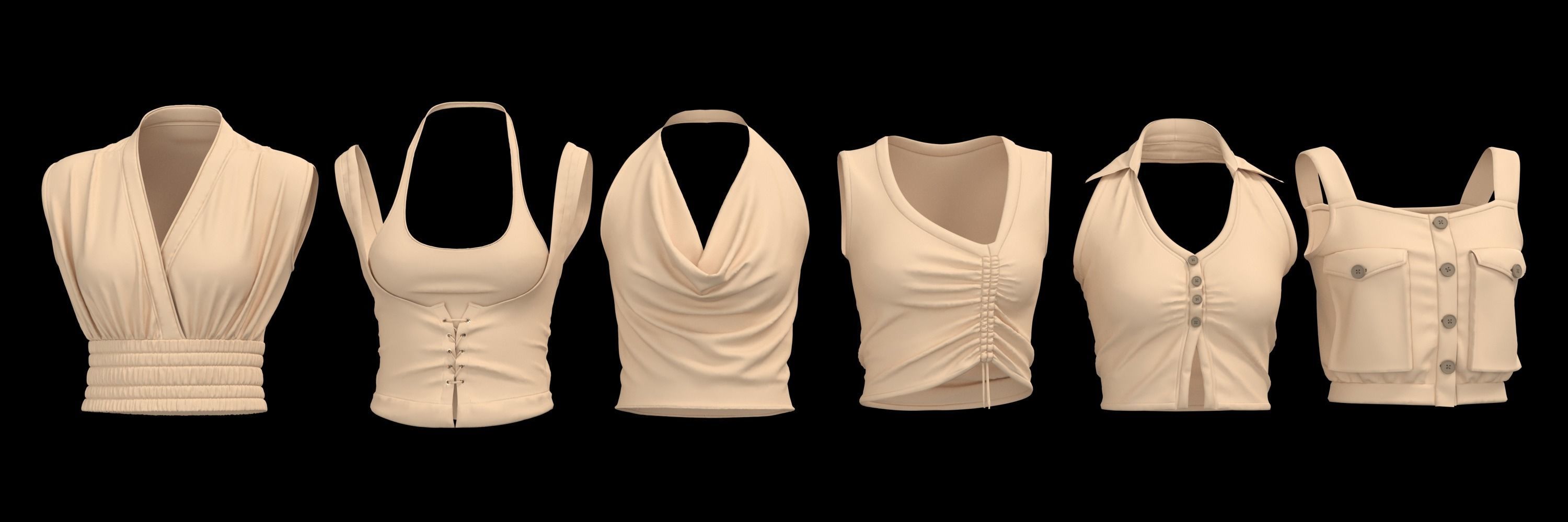 12 Womens Crop Top 3D model | CGTrader