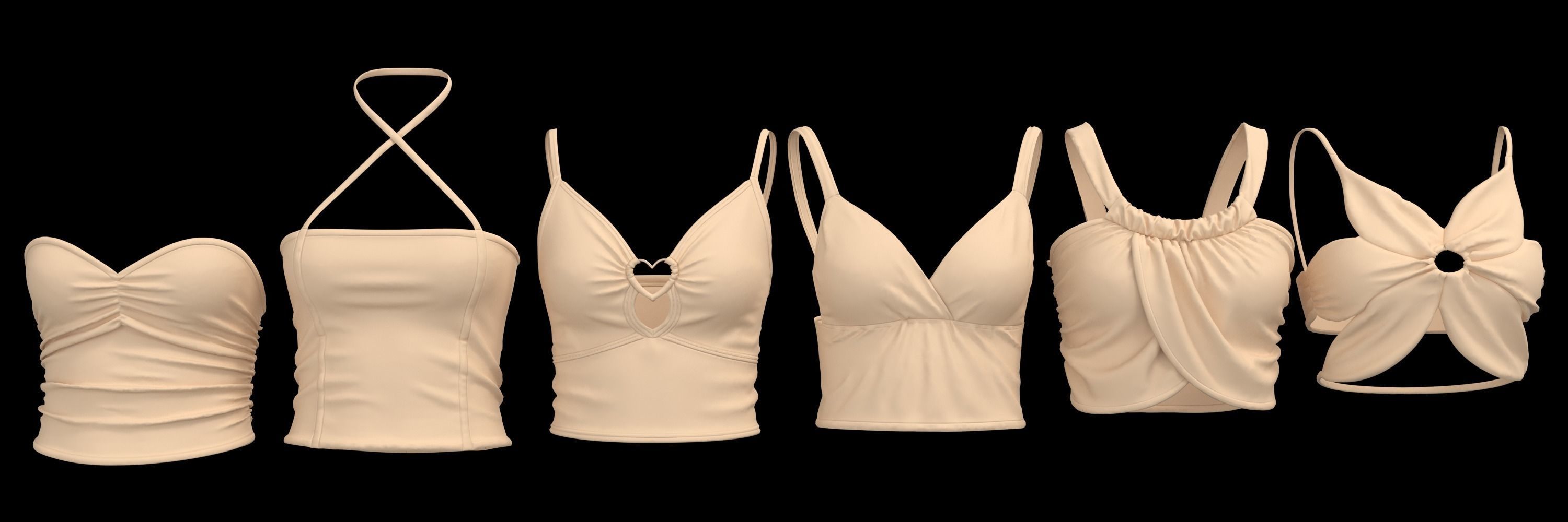12 Womens Crop Top 3D model | CGTrader