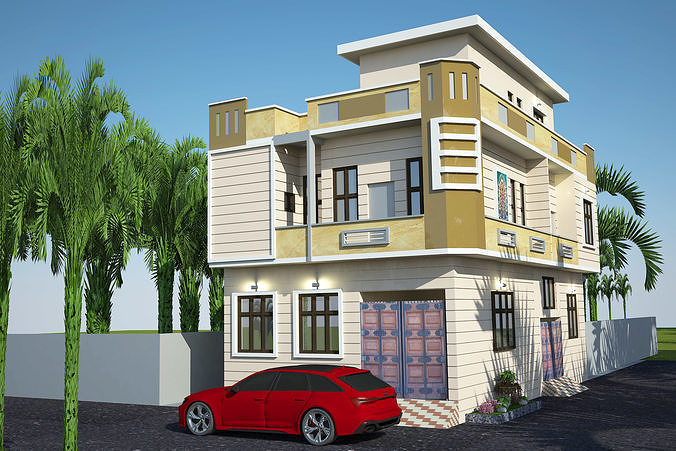 3D model House Front 25 to 35 and Side 50 to 60 Residential 151 VR / AR ...