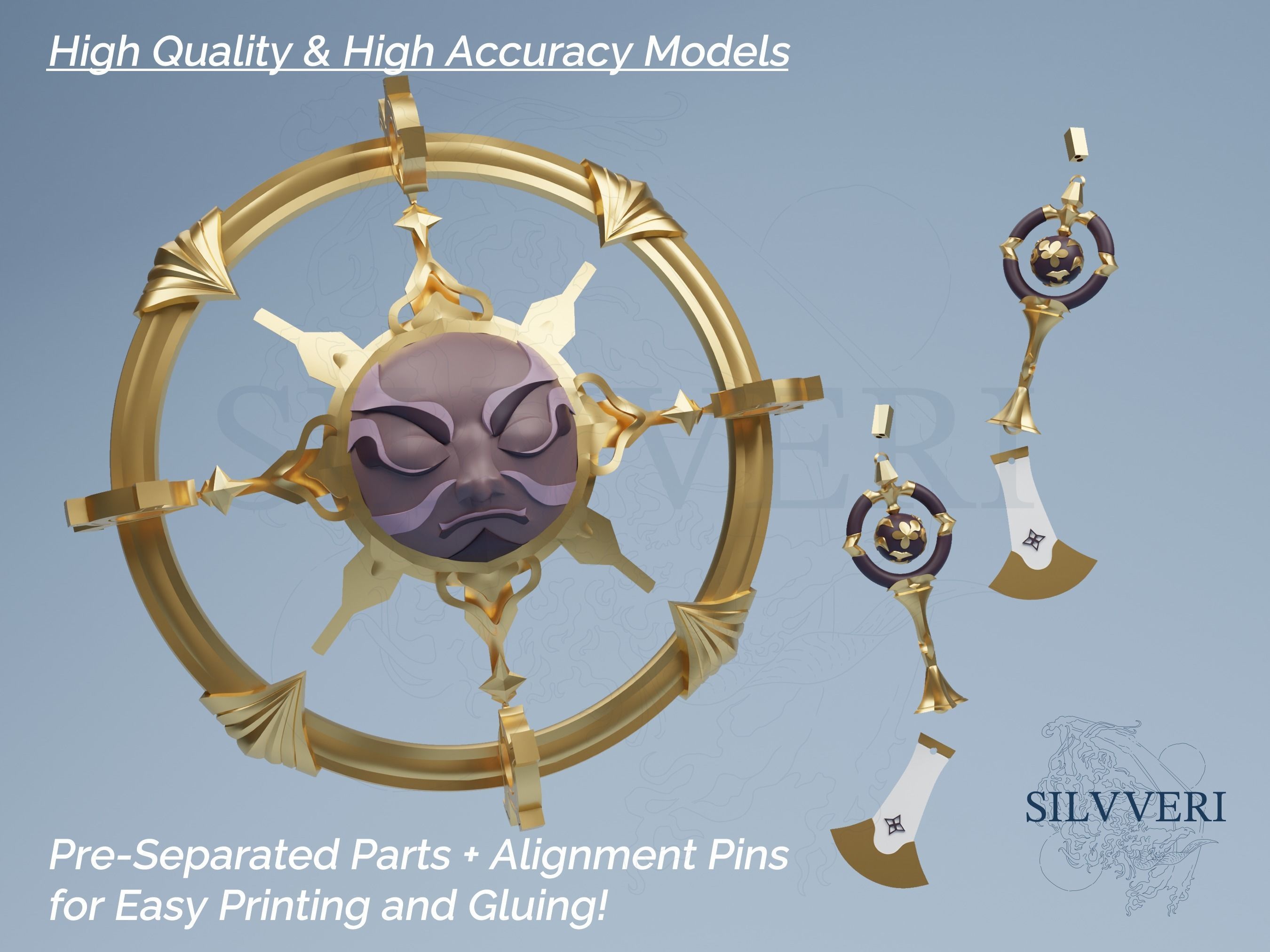 Scaramouche Hat Gold Pieces - Genshin Impact - 3D Print Cosplay 3D ...