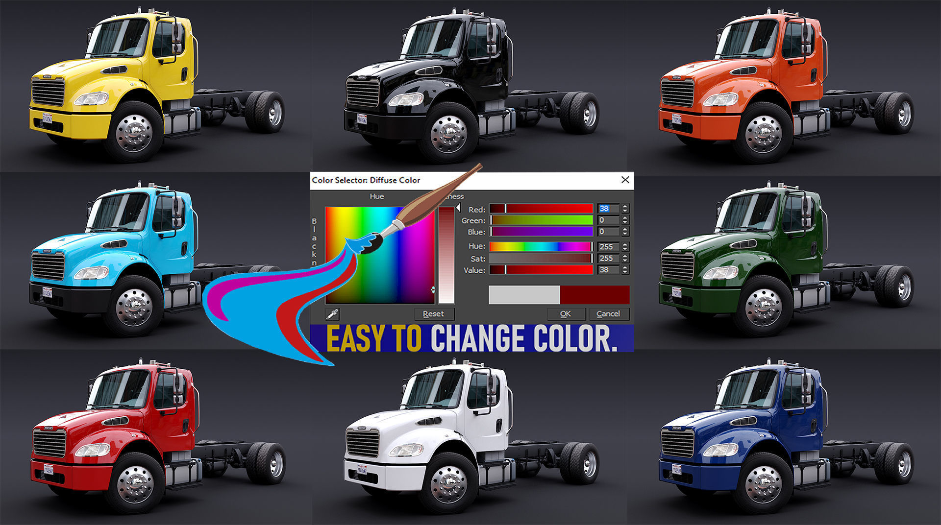 3D model Freightliner M2 106 Day Cab truck VR / AR / low-poly | CGTrader
