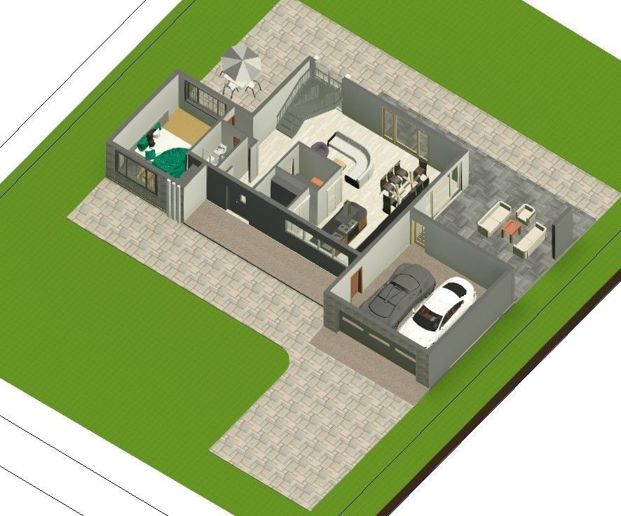 3D model Small family 3D modern House plan VR / AR / low-poly | CGTrader