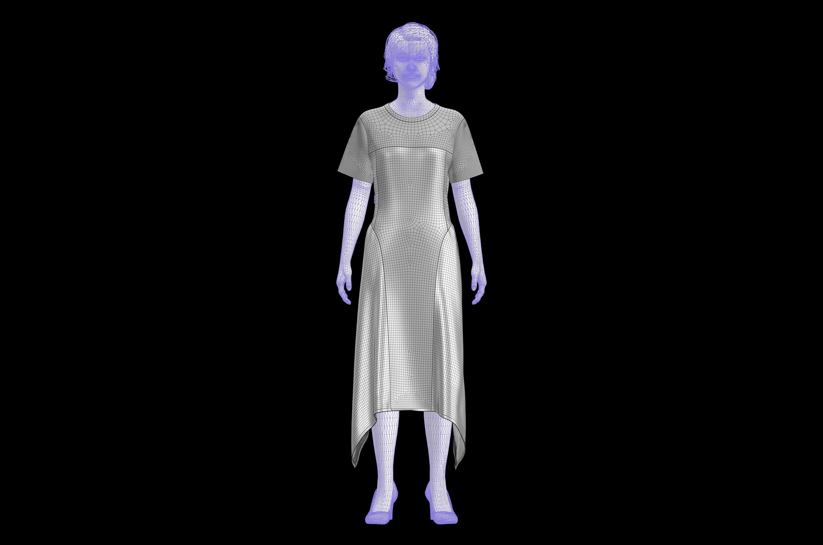 Patchwork floral dress free VR / AR / low-poly 3D model | CGTrader