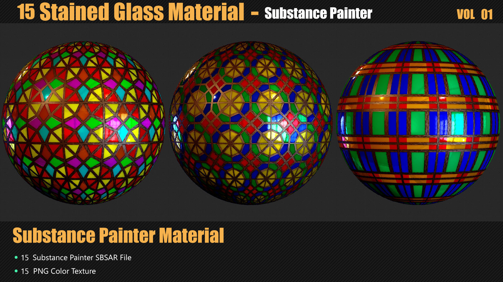 15 Stylized Stained Glass Materials Substance Painter Texture | CGTrader