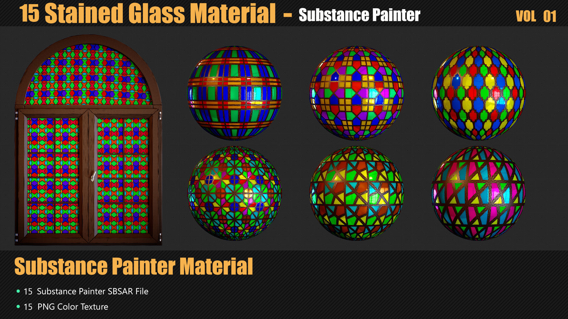 15 Stylized Stained Glass Materials Substance Painter Texture | CGTrader