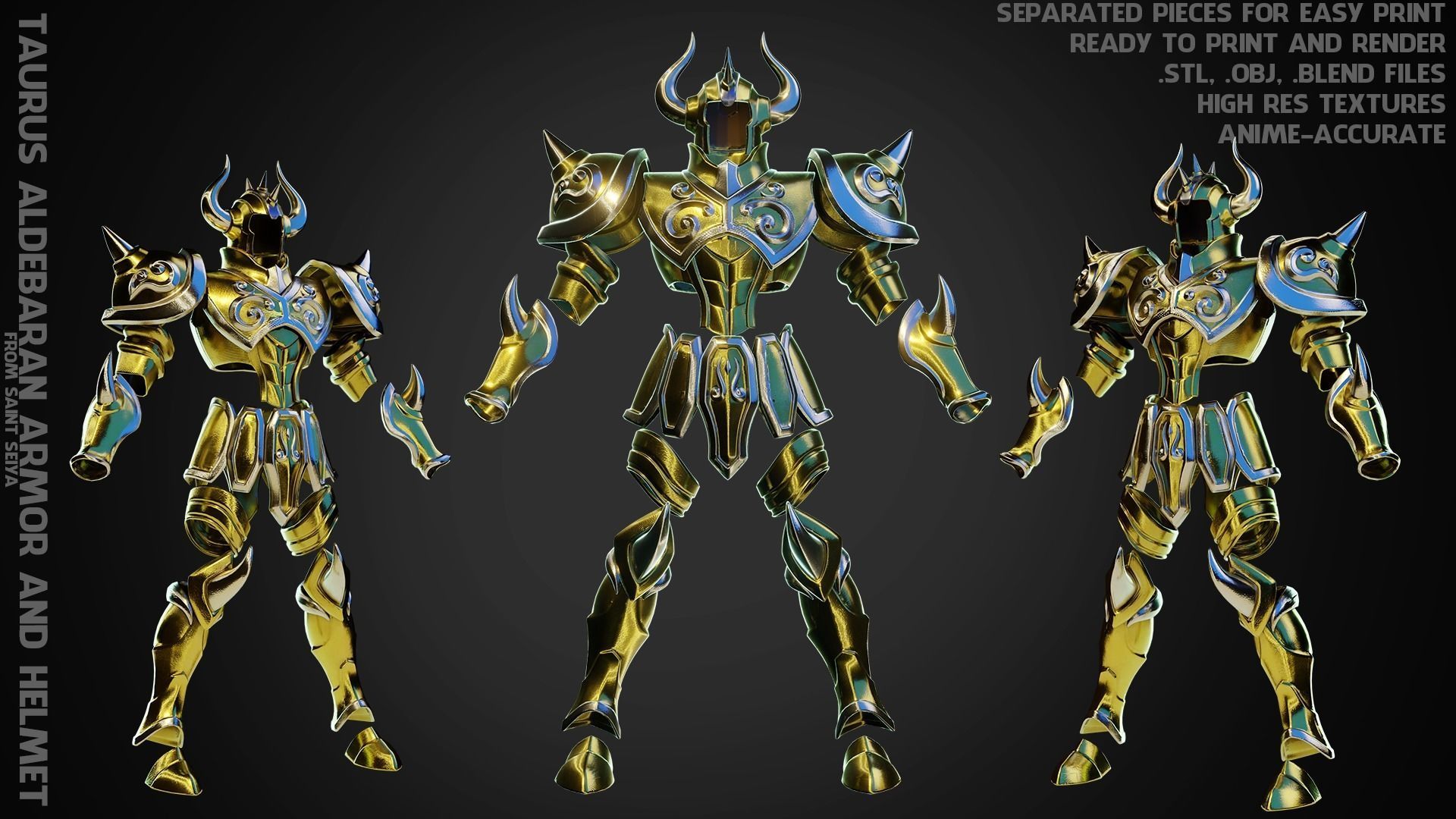 Saint Seiya Taurus Aldebaran Helmet and Armor for Cosplay 3D Model ...