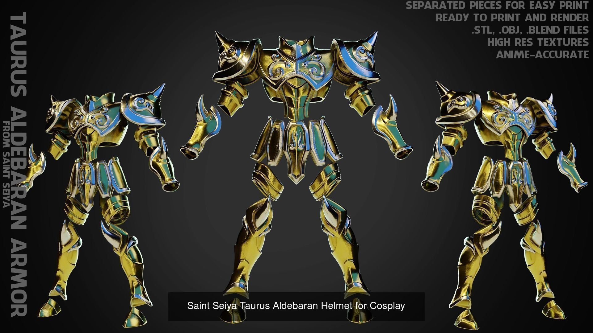 Saint Seiya Taurus Aldebaran Helmet and Armor for Cosplay 3D Model ...
