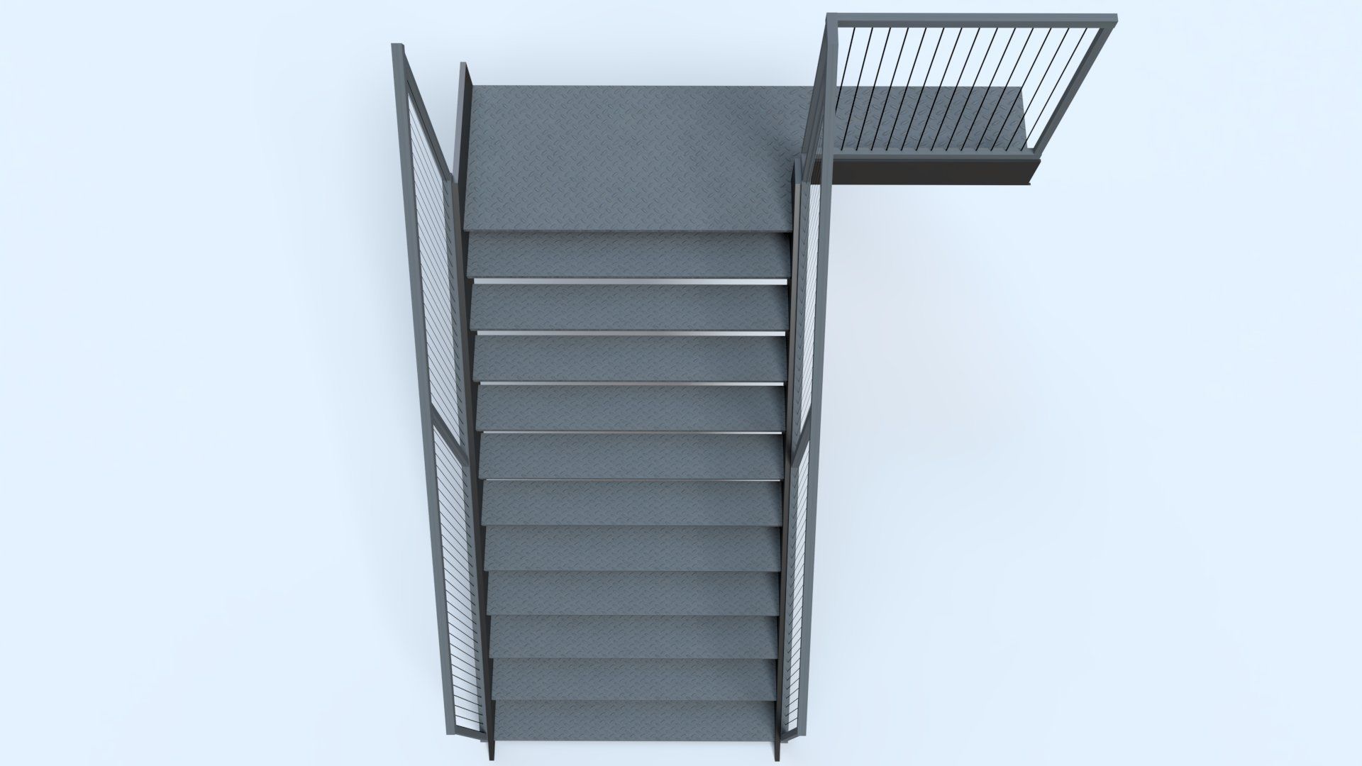 3D model External Steel Staircase with Landing VR / AR / low-poly ...