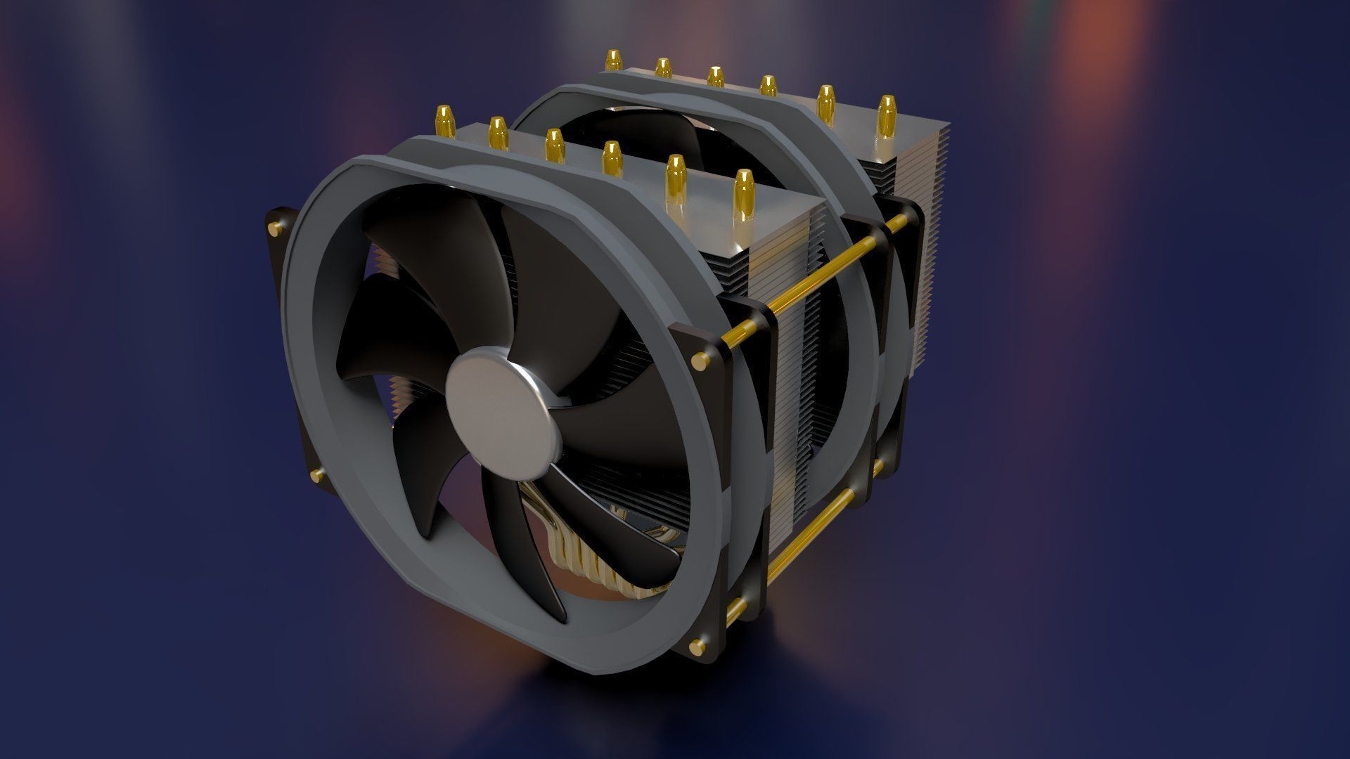 3D model Dual Fan CPU Cooler - Noctua design VR / AR / low-poly | CGTrader