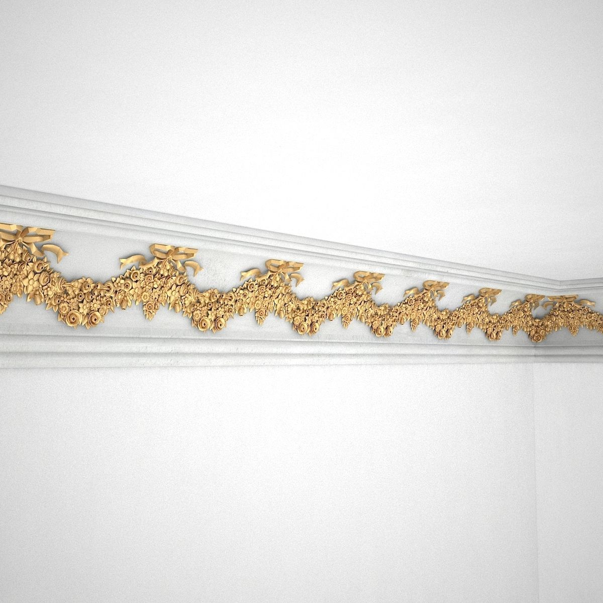 Antique Decor Cornice with Flowers Baroque Style 3D model | CGTrader