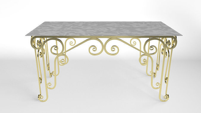 Large Wrought Iron Rectangular Table 3D model | CGTrader