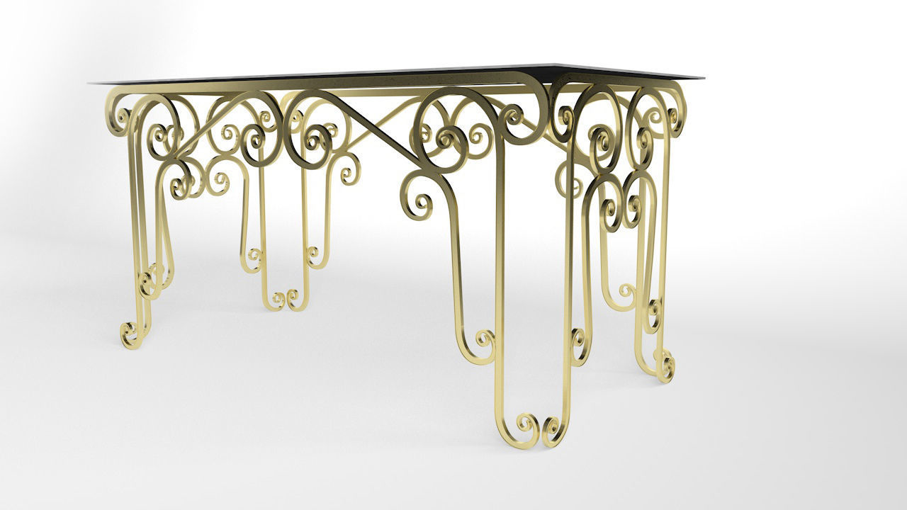 Large Wrought Iron Rectangular Table 3D model | CGTrader