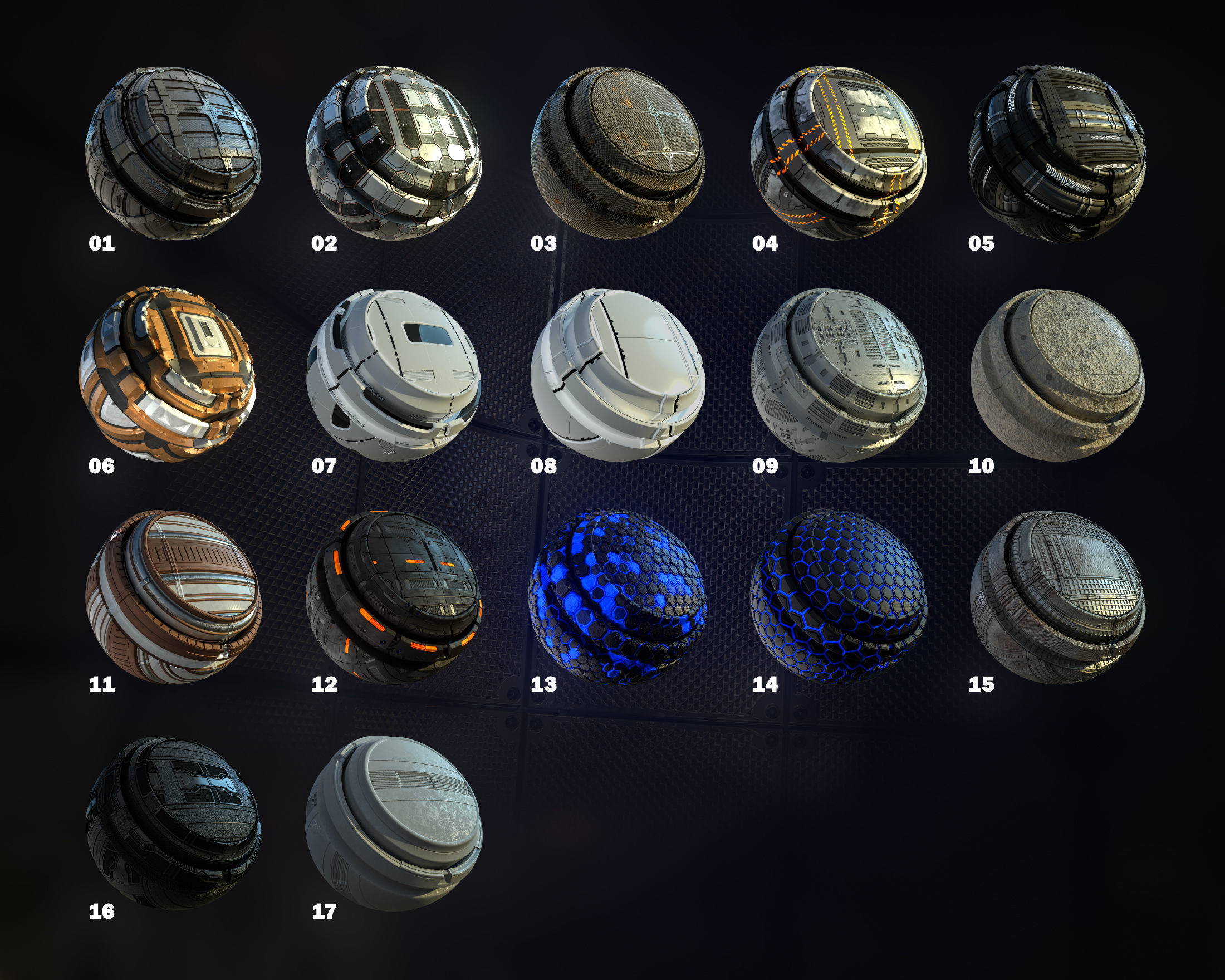 17 Sci-Fi PBR materials 3D model | CGTrader