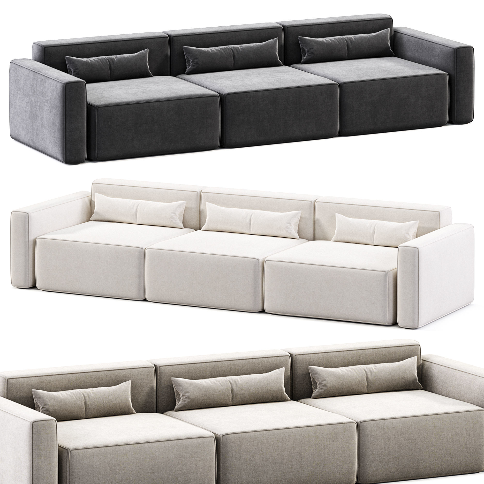 Mix Modular 3 Piece Sofa free 3D model | CGTrader