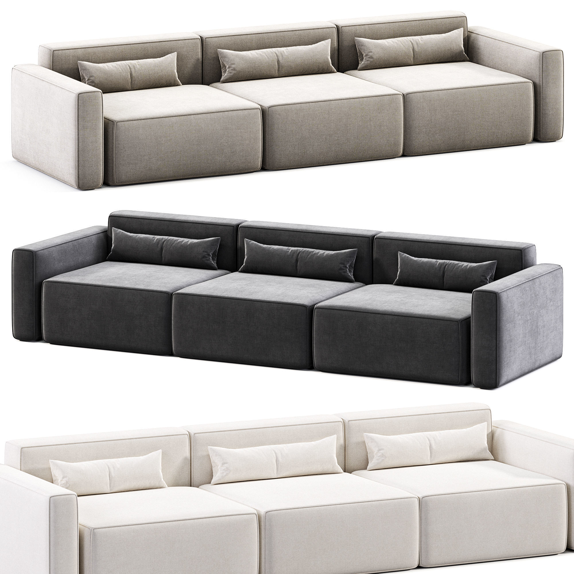 Mix Modular 3 Piece Sofa free 3D model | CGTrader