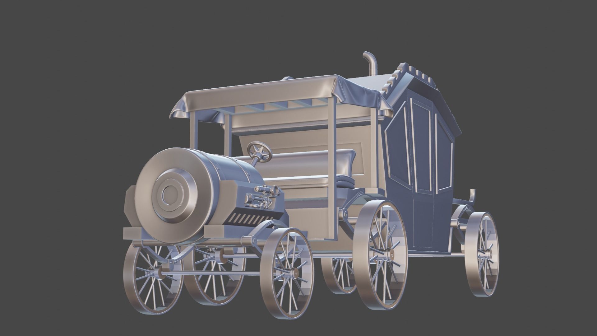 3D model Steampunk Engine Old Medieval Carriage VR / AR / low-poly ...