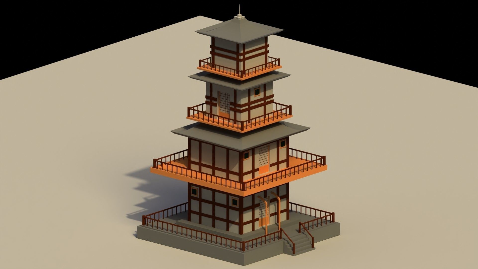 3D model Low Poly Japanese Pagoda VR / AR / low-poly | CGTrader