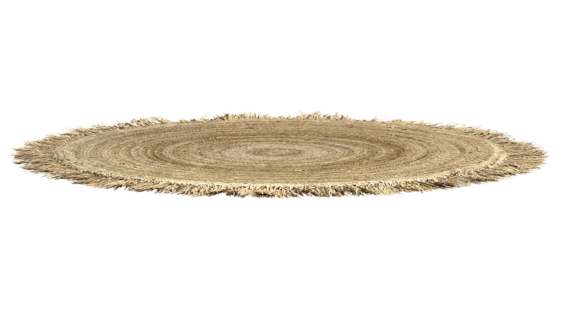 Hand Woven Rafia Jute Braided Rug Round Natural 3D model | CGTrader