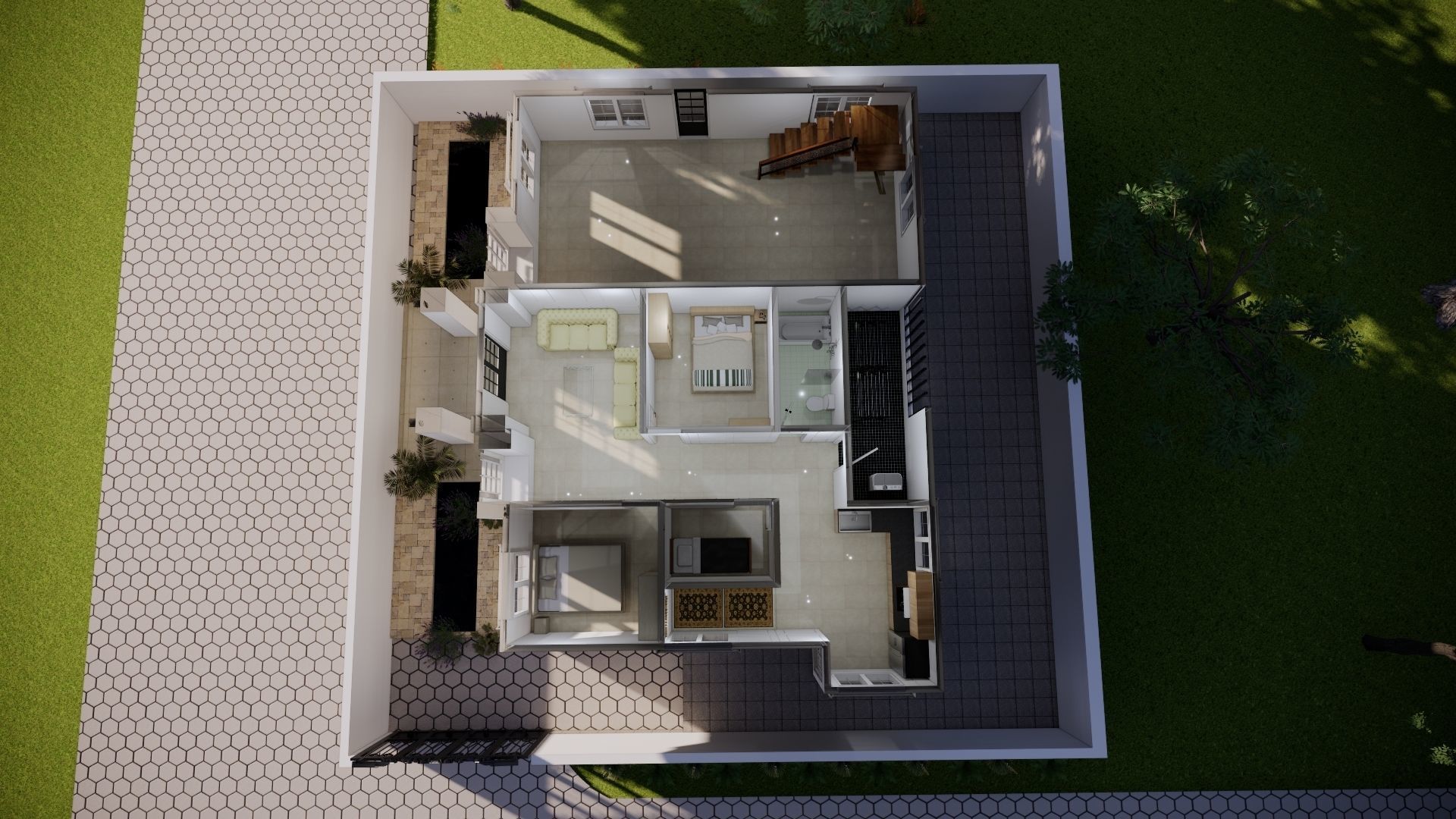 3D model 2 Floor Luxury House Design Full Interior VR / AR / low-poly ...