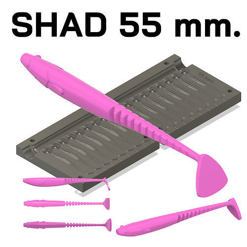 mold fishing lure shad 55 mm 3D model | CGTrader