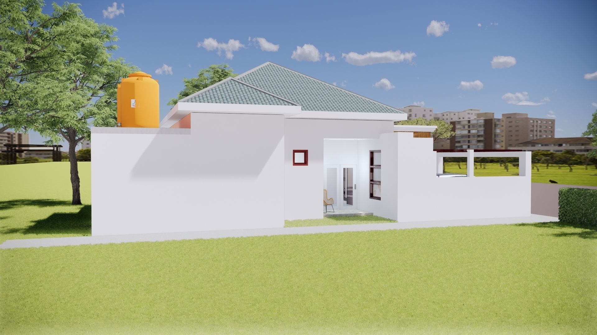 3D model 1 Floor Modern House Design Full Interior VR / AR / low-poly ...