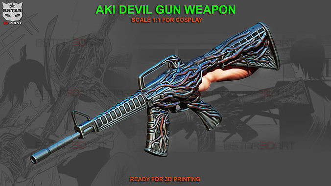 Aki Devil Gun Blade Arm Gun - Chainsawman Cosplay 3D model 3D printable ...