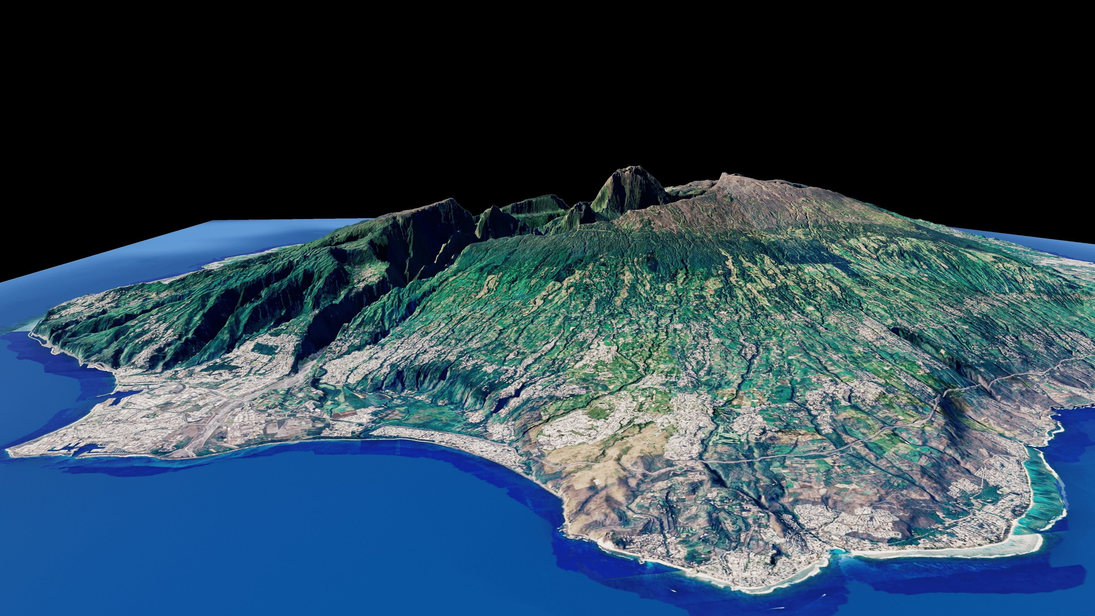 Reunion island full 3d model terrain 3D model | CGTrader