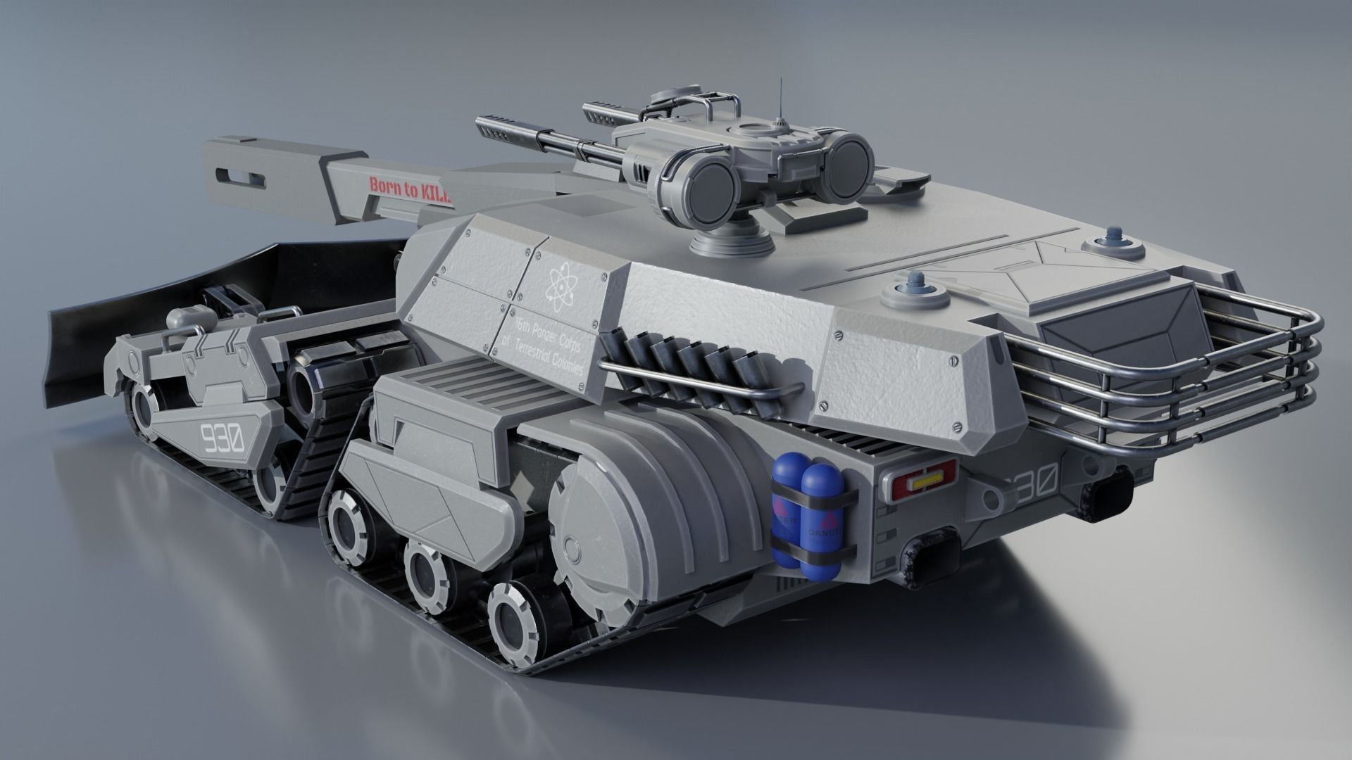 3D model Sci-Fi Low Poly Tank GameReady 3D Model VR / AR / low-poly ...