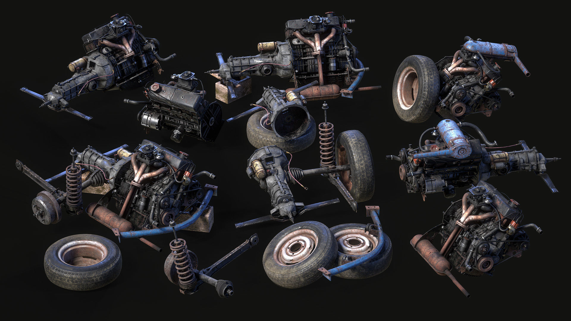 3D model Old car engine VR / AR / low-poly | CGTrader