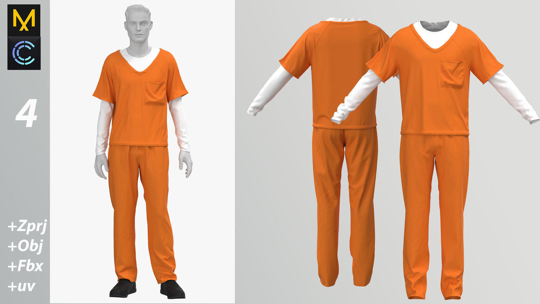 Male prison outfits 3D model | CGTrader