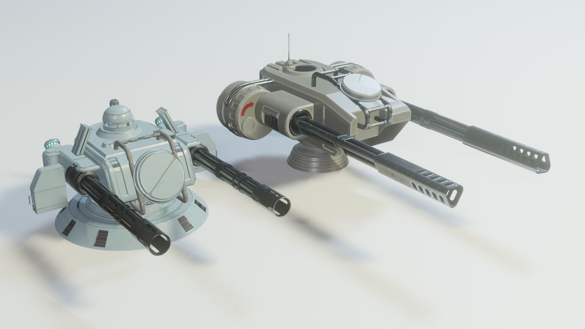 3D model Sci Fi Turrets Low Poly Game Ready 3D model Pack VR / AR / low ...