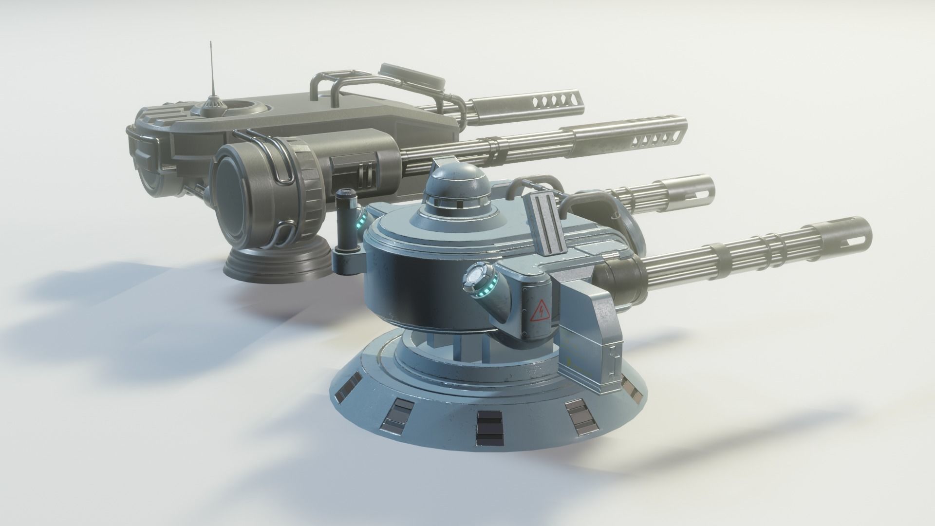 3D model Sci Fi Turrets Low Poly Game Ready 3D model Pack VR / AR / low ...
