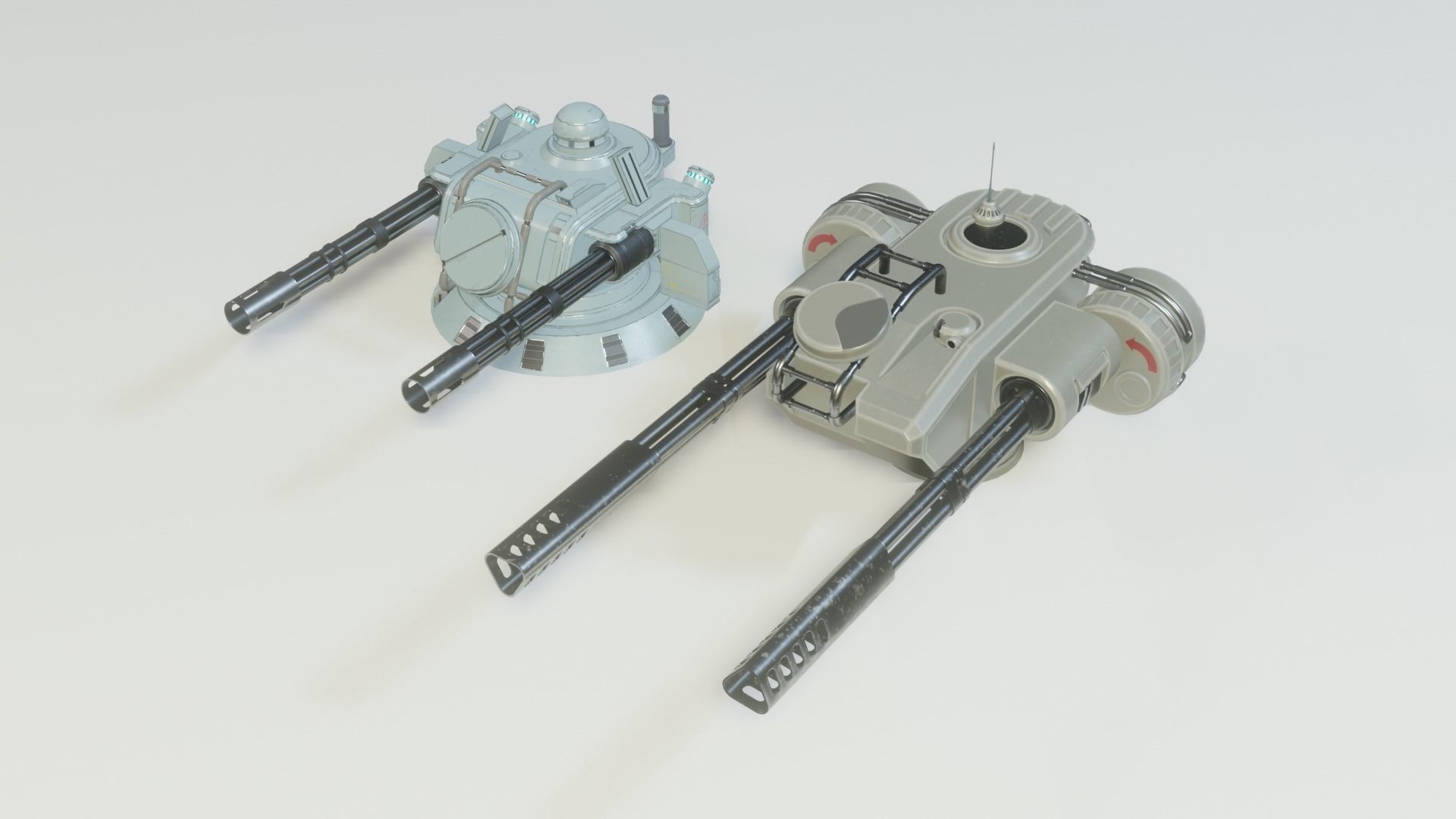 3D model Sci Fi Turrets Low Poly Game Ready 3D model Pack VR / AR / low ...