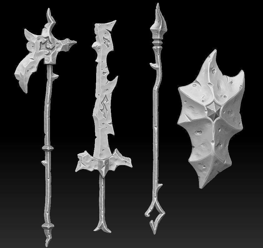 Stylized undead weapons 3d print 3D model 3D printable | CGTrader