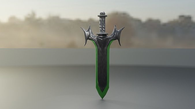 3D model green sword stylized VR / AR / low-poly | CGTrader