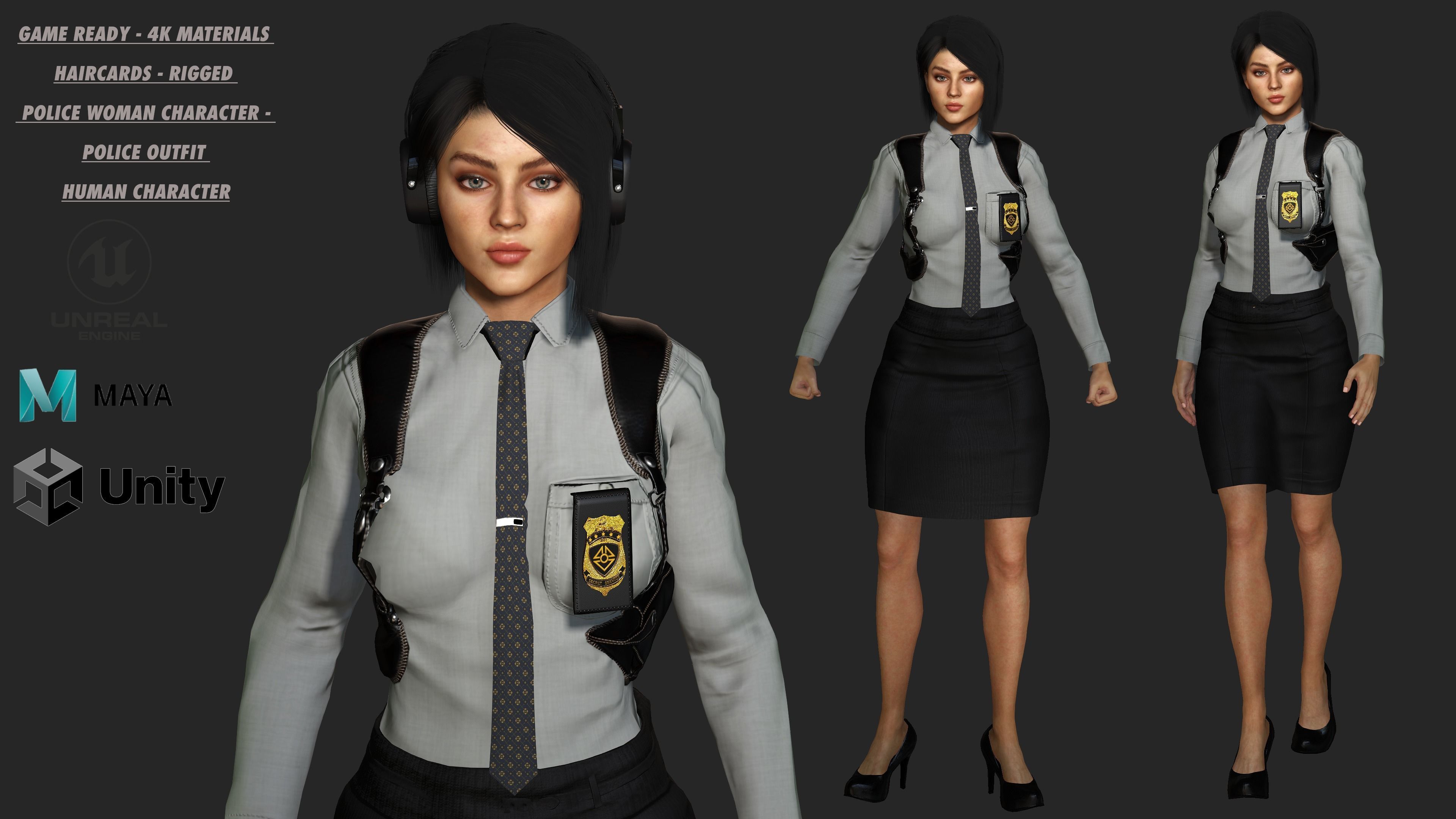 3D model AAA 3D POLICE WOMAN BADGE -REALISTIC RIGGED GAME READY ...