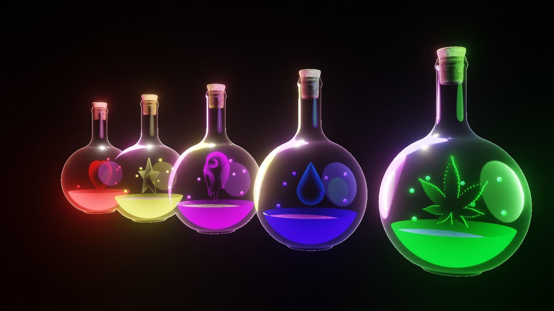 3D model Magic Vials For Video Games VR / AR / low-poly | CGTrader