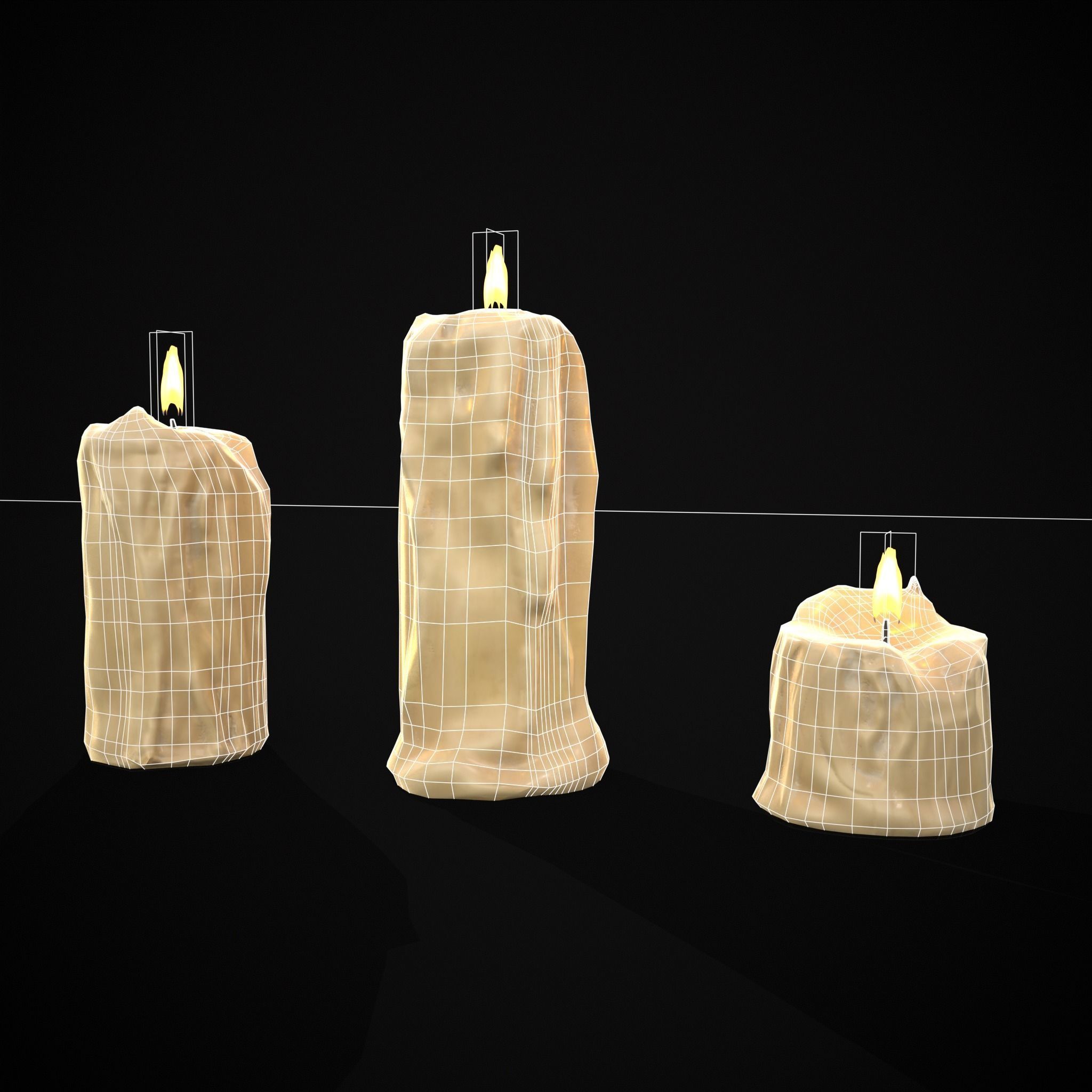 3D model Old Melted Candles VR / AR / low-poly | CGTrader