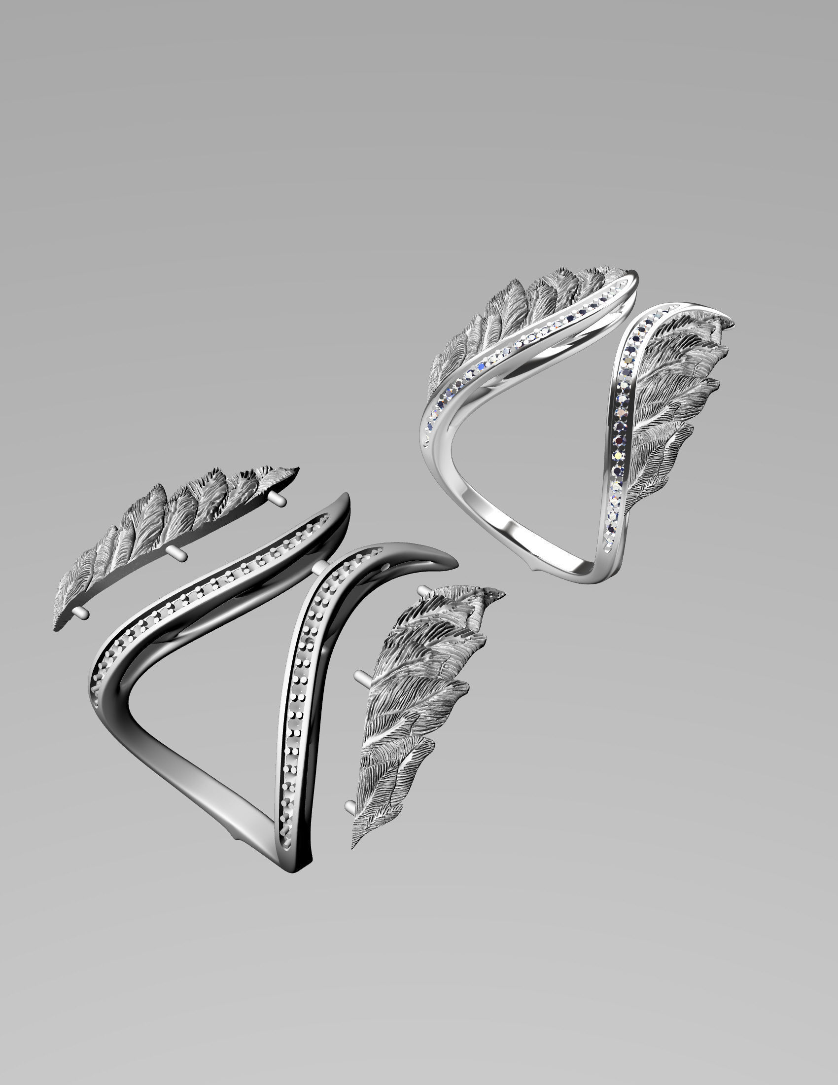 Fashion angel wings Ring 3D model 3D printable | CGTrader