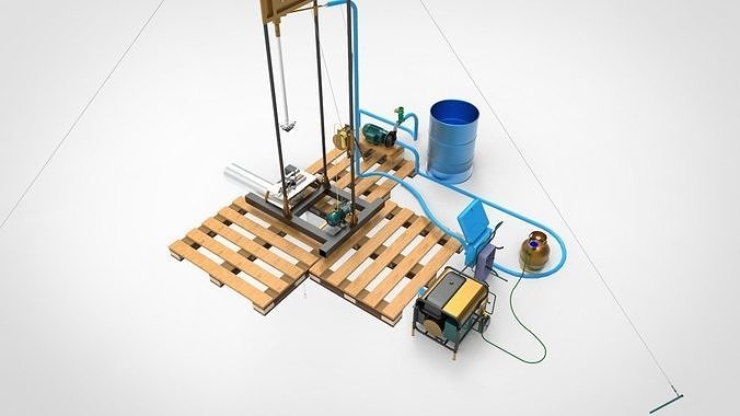 Traditional Well Drilling Machine 3D model animated | CGTrader